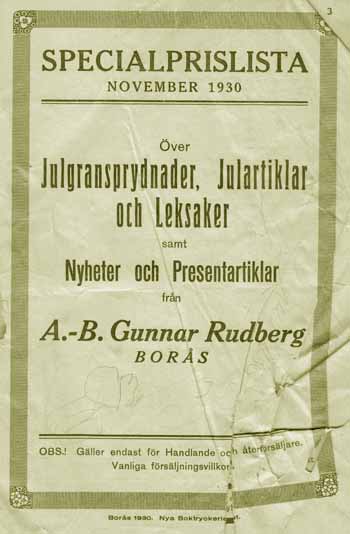 Gunnar Rudbergs postorder 1930